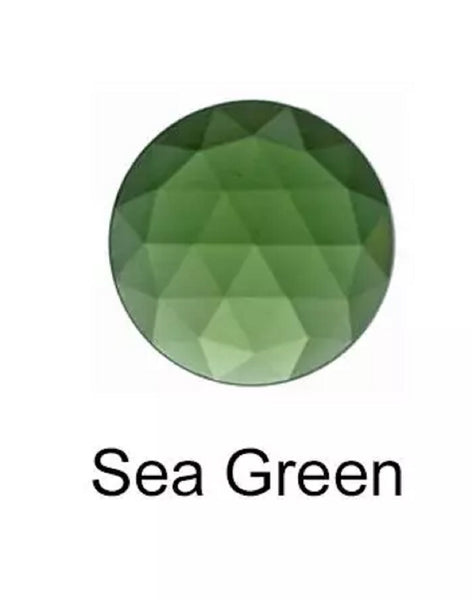 25mm 1 Inch Round Sea Green Faceted Glass Jewel Flat Back The